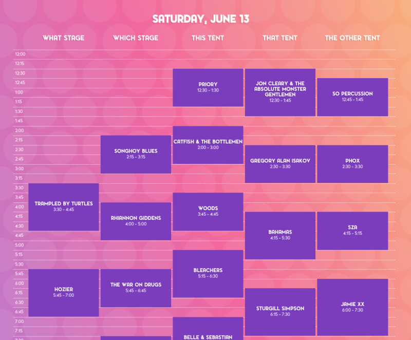 Bonnaroo Music Festival 2015 | The Schedule | Web Design and Content ...