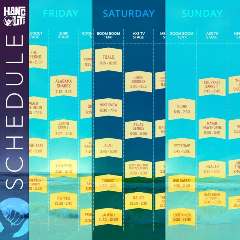 Hangout Music Festival 2016 Schedule + Map | Web Design and Content ...