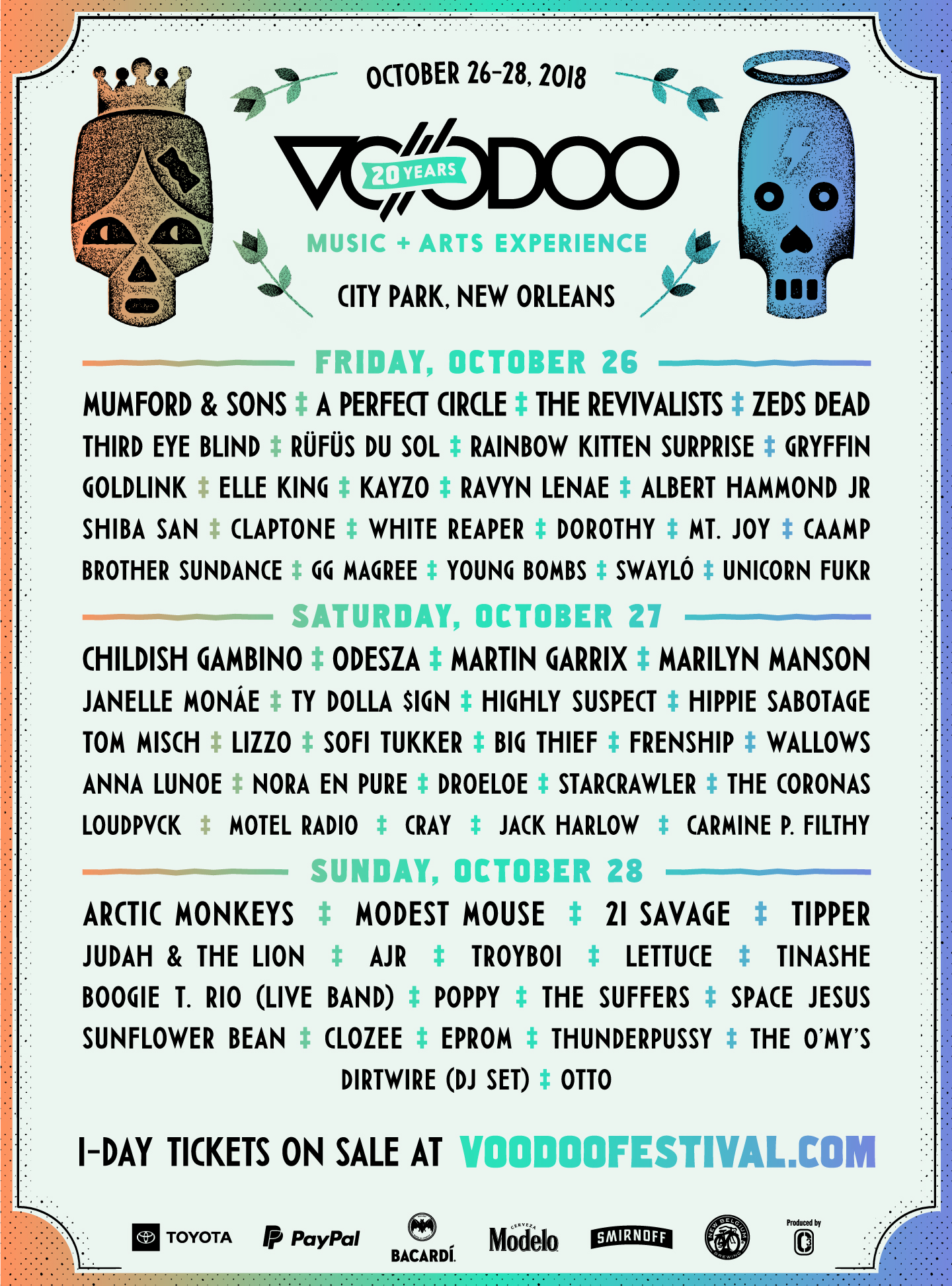 Voodoo Music Festival in New Orleans Daily Lineup Preview Featuring ...